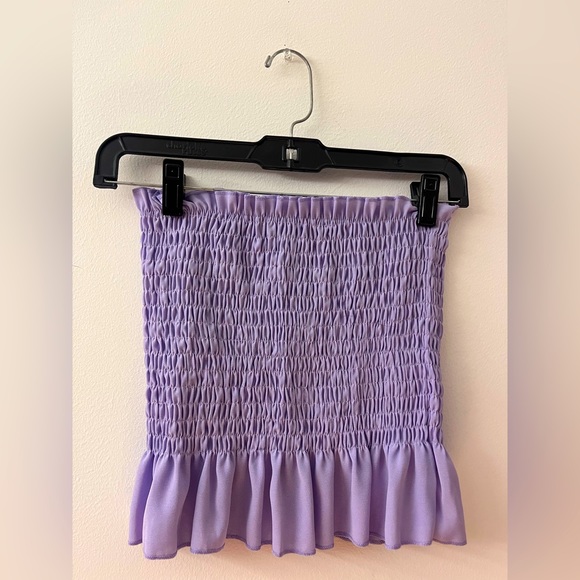 ROMWE | Tops | New Lilac Romwe Strapless Tube Top Ruffles Girly ...